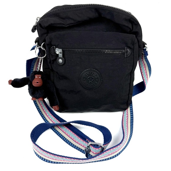 Kipling | Bags | Kipling Crossbody Bag Black Striped Strap Handbag ...